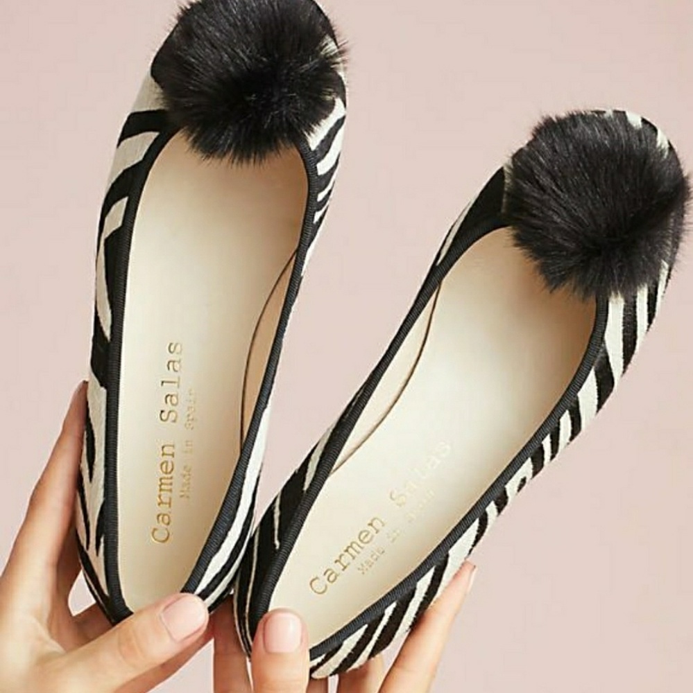 Anthropologie Carmen Salas Eco Zebra Flats - Gem